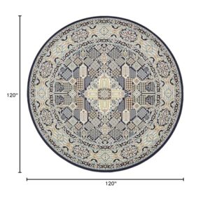 Unique Loom Narenj Collection Area Rug - Liverpool (10'Round, Navy Blue/ Beige)