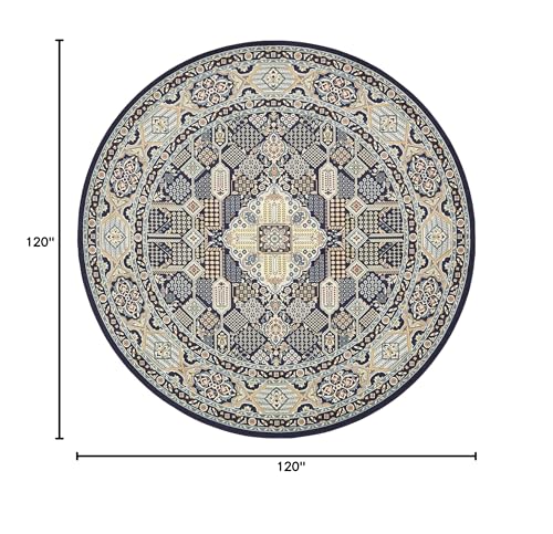 Unique Loom Narenj Collection Area Rug - Liverpool (10'Round, Navy Blue/ Beige)