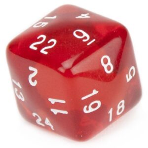 Wiz Dice 24 and 30 Sided Translucent Red Polyhedral Dice - Set of 2 (1 Each)