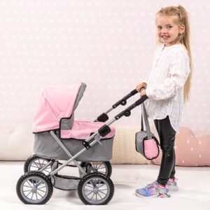 Bayer Design Baby Doll Trendy Pram in Grey/Pink, 67 x 41 x 68 centimeters, 1300800