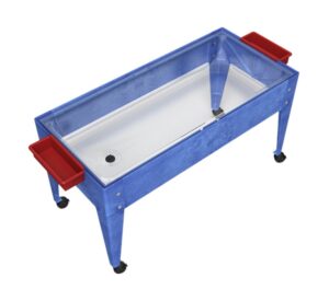 childbrite youth sand and water activity center full clear liner with blue frame - 4 casters