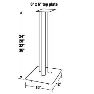 Pangea Audio LS300 All Steel Floor Standing Bookshelf Speaker Stands Pair (36 Inch)