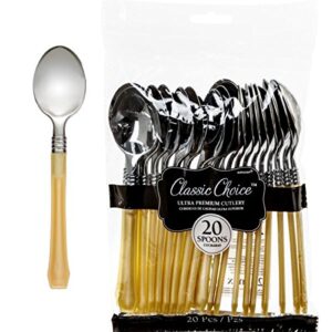 Amscan Classic Choice Premium Plastic Spoon, Pack of 20, Gold