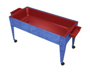 childbrite 24" youth sand and water activity center full red liner with blue frame - 4 casters