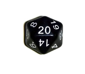 black with white numbers d20 initiative advantage die for role-playing games. 20 sided rpg dice