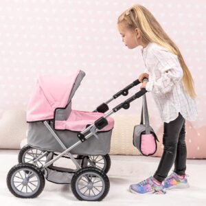 Bayer Design Baby Doll Trendy Pram in Grey/Pink, 67 x 41 x 68 centimeters, 1300800