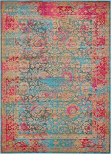 unique loom medici collection floral vibrant colors traditional blue area rug (8' 0 x 11' 0)