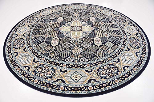 Unique Loom Narenj Collection Area Rug - Liverpool (10'Round, Navy Blue/ Beige)