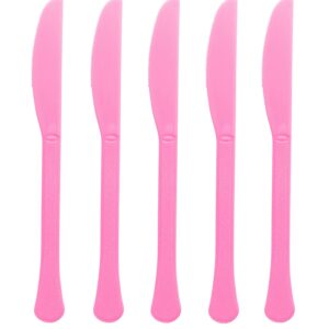 Bright Pink Plastic Heavy Weight Knives (50 Count) - Premium Disposable Plastic Cutlery, Perfect for Home Use and All Kinds of Occasions