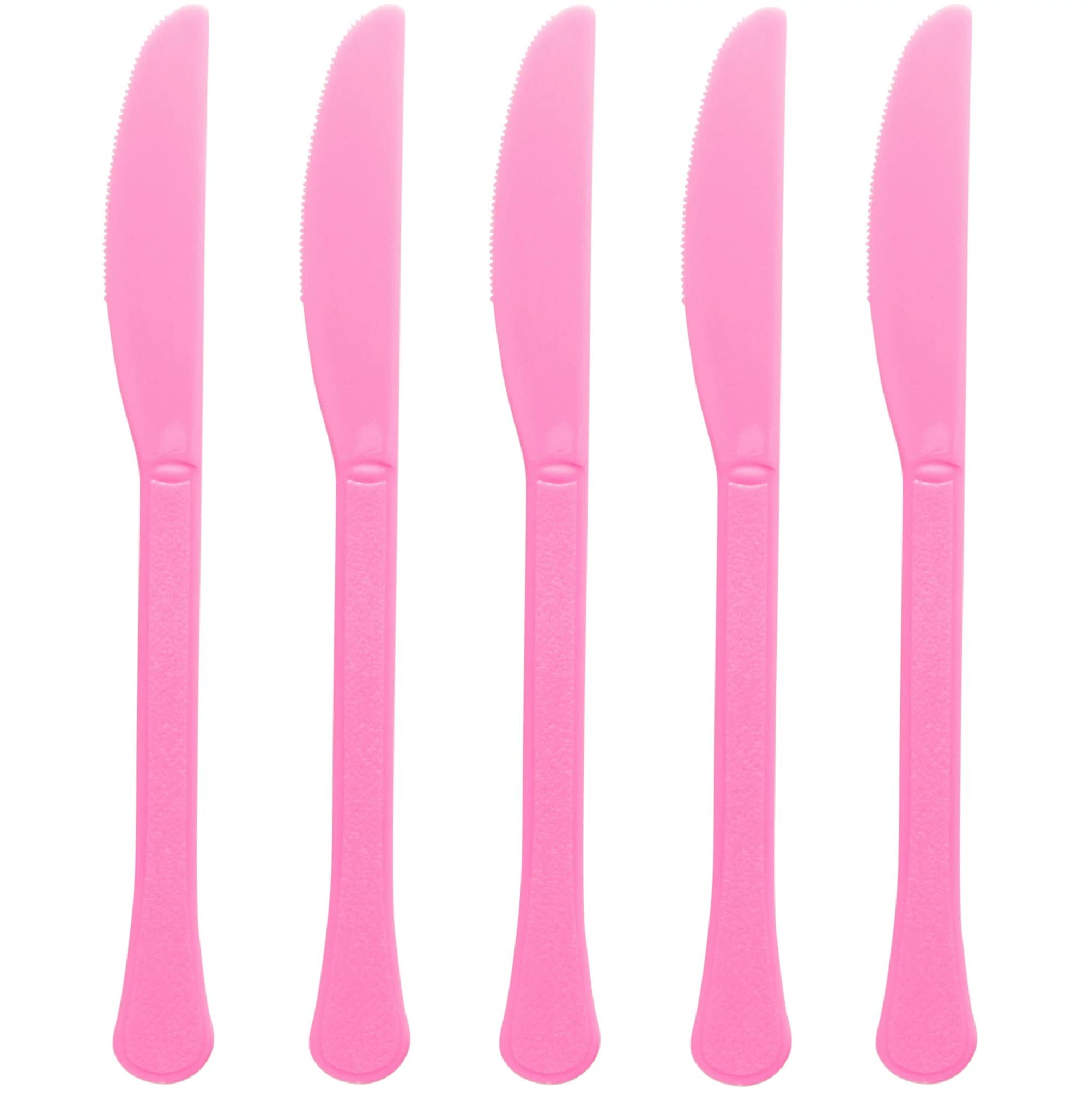 Bright Pink Plastic Heavy Weight Knives (50 Count) - Premium Disposable Plastic Cutlery, Perfect for Home Use and All Kinds of Occasions