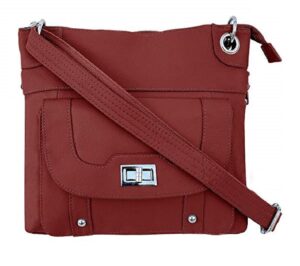 concealed carry gun purse - twist lock pocket crossbody bag by roma leathers (red)