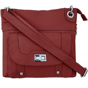 Concealed Carry Gun Purse - Twist Lock Pocket Crossbody Bag by Roma Leathers (Red)