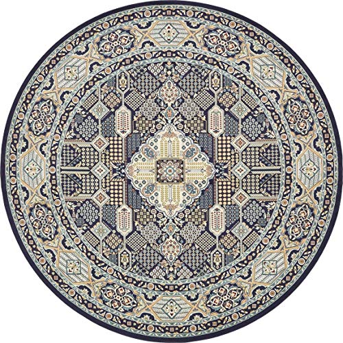 Unique Loom Narenj Collection Area Rug - Liverpool (10'Round, Navy Blue/ Beige)