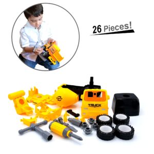 MUKIKIM Construct A Truck - Mixer. Take it Apart & Put it Back Together + Friction Powered(2-Toys-in-1!) Awesome Award Winning Toy That Encourages Creativity! …