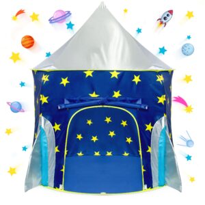 usa toyz rocket ship pop up kids tent - spaceship rocket indoor playhouse tent for boys and girls with included space projector toy and kids tent storage carry bag