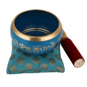 zap impex tibetan meditation om mani singing bowl/cushion/mallet (4 inch, blue)