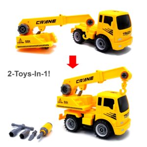 MUKIKIM Construct A Truck - Crane. Take it Apart & Put it Back Together + Friction Powered(2-Toys-in-1!) Awesome Award Winning Toy That Encourages Creativity! …