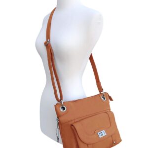 Concealed Carry Gun Purse - Twist Lock Pocket Crossbody Bag by Roma Leathers (Light Brown)