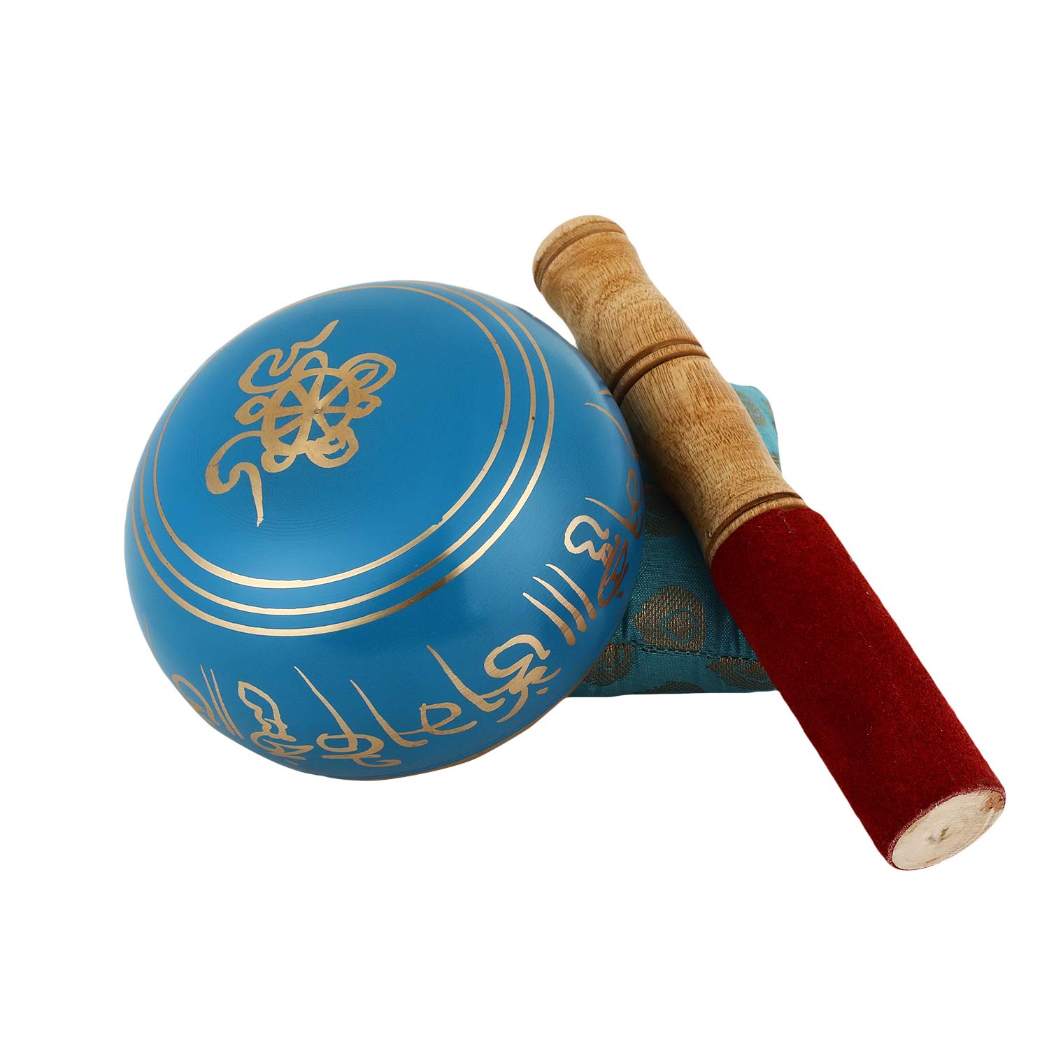 Zap Impex Tibetan Meditation Om Mani Singing Bowl/Cushion/Mallet (4 Inch, BLUE)