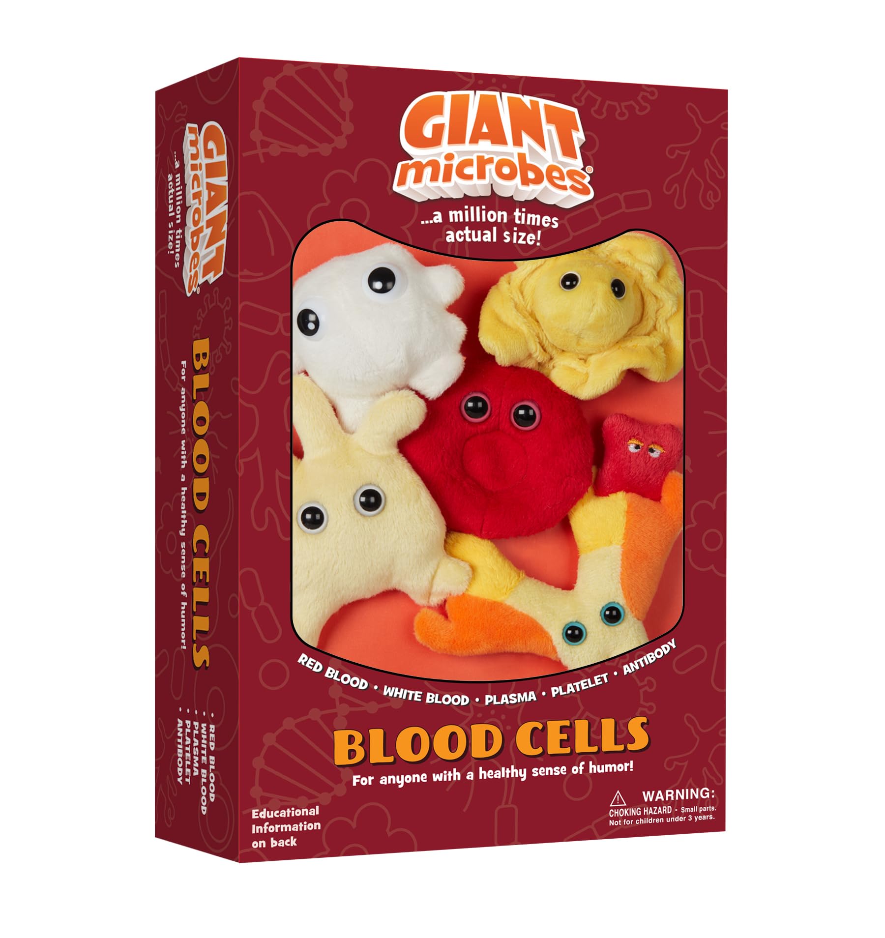 GIANTmicrobes Blood Cells Themed Gift Box, Blood Cell Plush, Blood Bank Laboratory Gifts, Lab Tech Gifts, Hematology Gifts, Leukemia Gifts