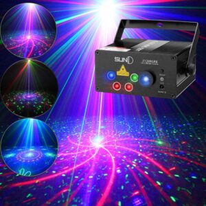 suny stage party lights music show dj 128 combinations christmas dj projector indoor 5 lens 3 color rgb decoration light blue led remote control stage lighting sound activated party house xmas gifts