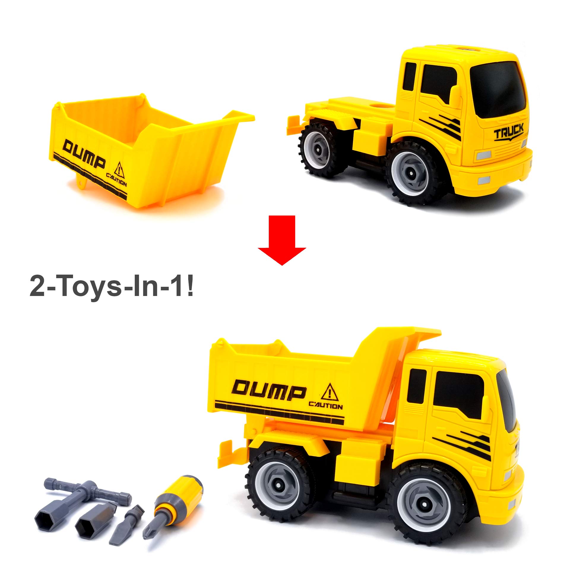 MUKIKIM Construct A Truck - Dump. Take it Apart & Put it Back Together + Friction Powered(2-Toys-in-1!) Awesome Award Winning Toy That Encourages Creativity! …