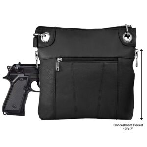 Concealed Carry Gun Purse - Twist Lock Pocket Crossbody Bag by Roma Leathers (Black)