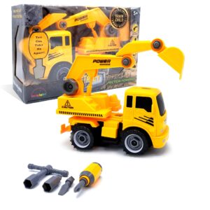 mukikim construct a truck - excavator. take it apart & put it back together + friction powered(2-toys-in-1!) awesome award winning toy that encourages creativity! …