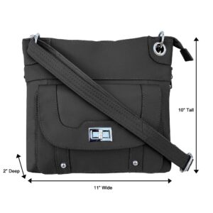 Concealed Carry Gun Purse - Twist Lock Pocket Crossbody Bag by Roma Leathers (Black)