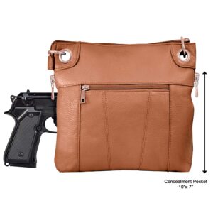 Concealed Carry Gun Purse - Twist Lock Pocket Crossbody Bag by Roma Leathers (Light Brown)