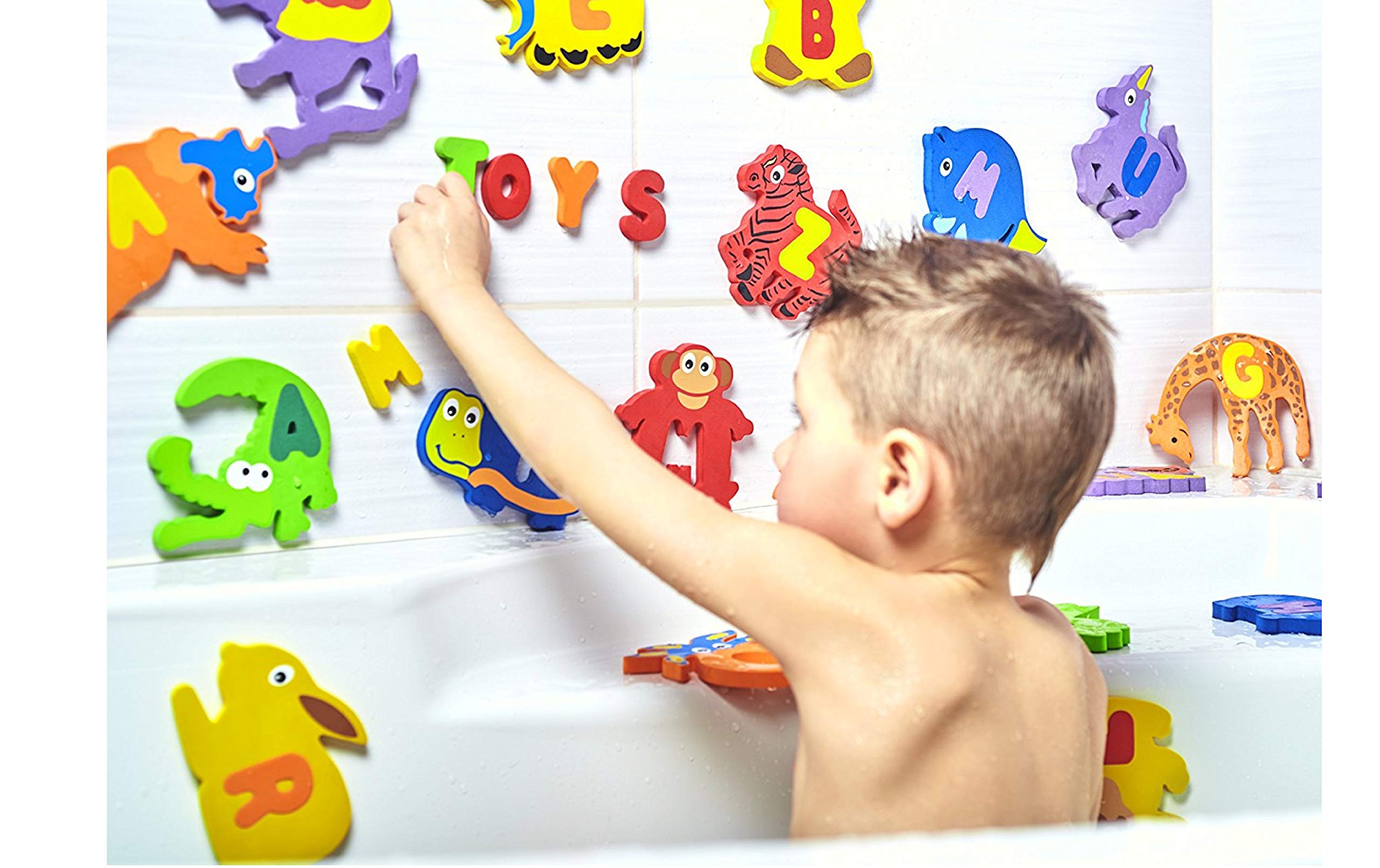 Foam Bath Toys Letters - Set of 52 Pcs - Non-Toxic Bathtub ABC Alphabet for Kids Toddlers - Original Premium Educational Floating Animals Puzzles for Baby Boys Girls