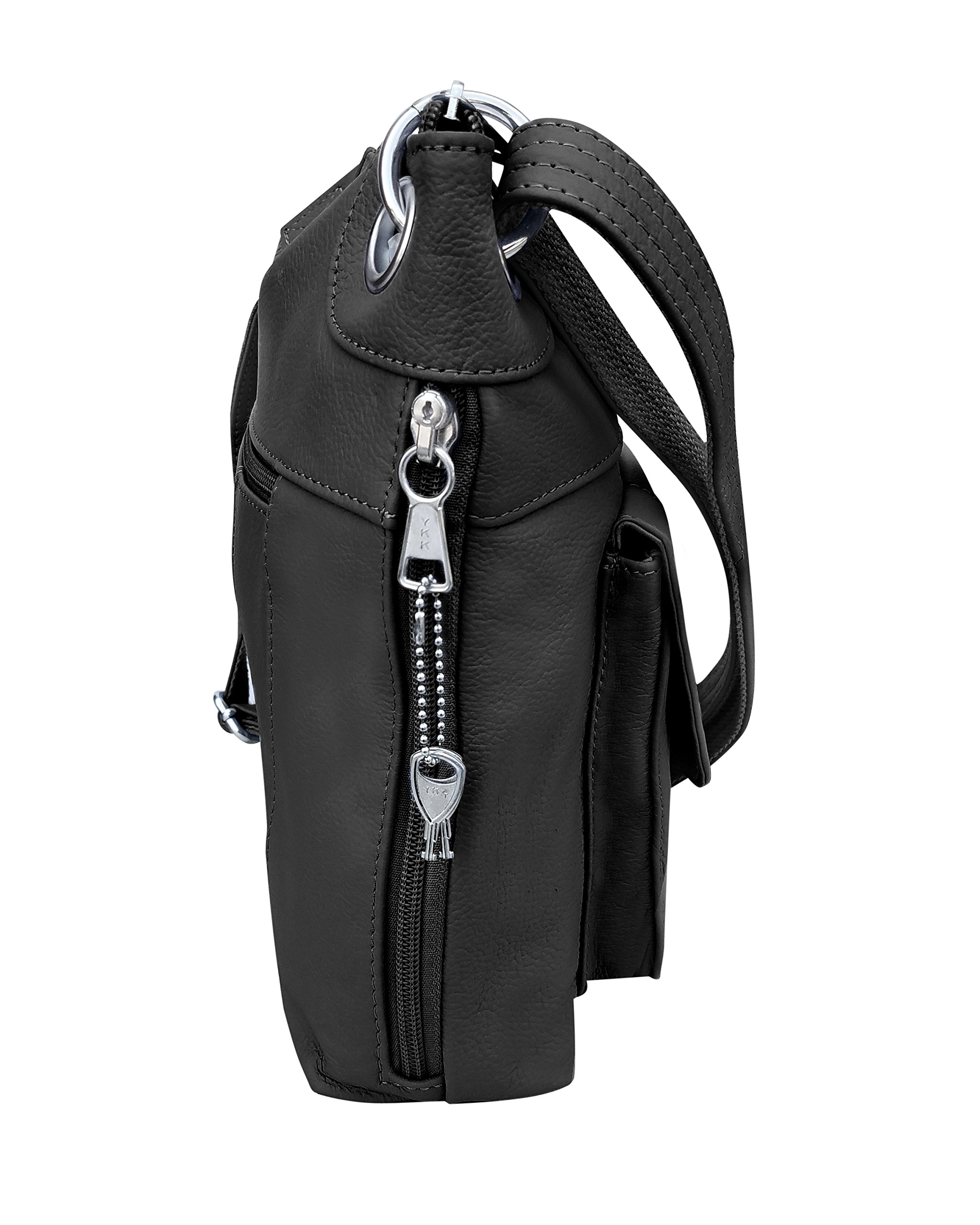 Concealed Carry Gun Purse - Twist Lock Pocket Crossbody Bag by Roma Leathers (Black)