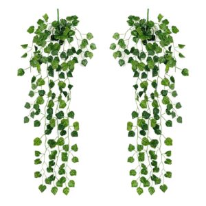 yatim 90 cm glabrous grape ivy vine artificial plants greeny chain wall hanging leaves for home room garden wedding garland outside decoration pack of 2