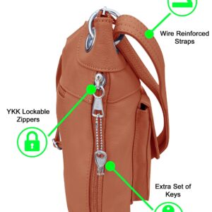 Concealed Carry Gun Purse - Twist Lock Pocket Crossbody Bag by Roma Leathers (Light Brown)