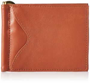 royce leather rfid blocking money clip credit card wallet in leather, tan, one size