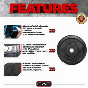 CAP Barbell Premium Bumper Plate Set, Black