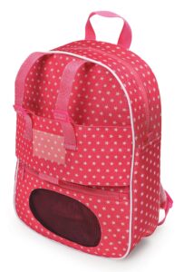 badger basket delightful doll travel backpack with plush friend compartment – perfect for 18-inch dolls with stylish pink star design