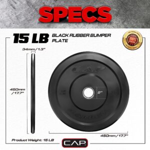 CAP Barbell Premium Bumper Plate Set, Black