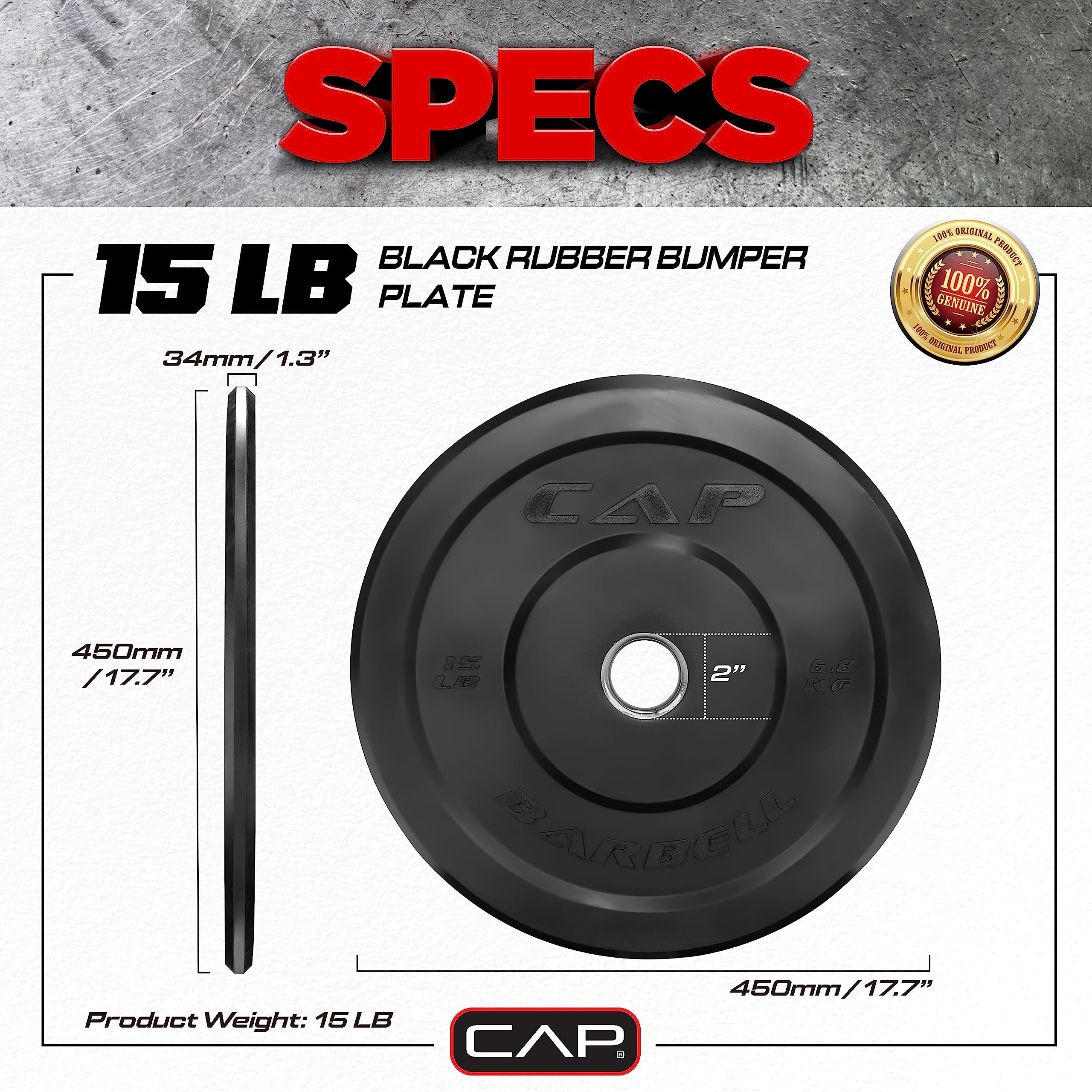 CAP Barbell Premium Bumper Plate Set, Black