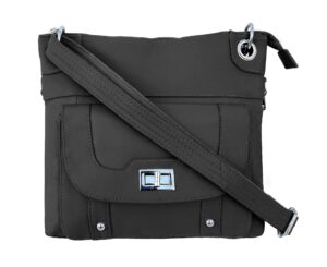 concealed carry gun purse - twist lock pocket crossbody bag by roma leathers (black)