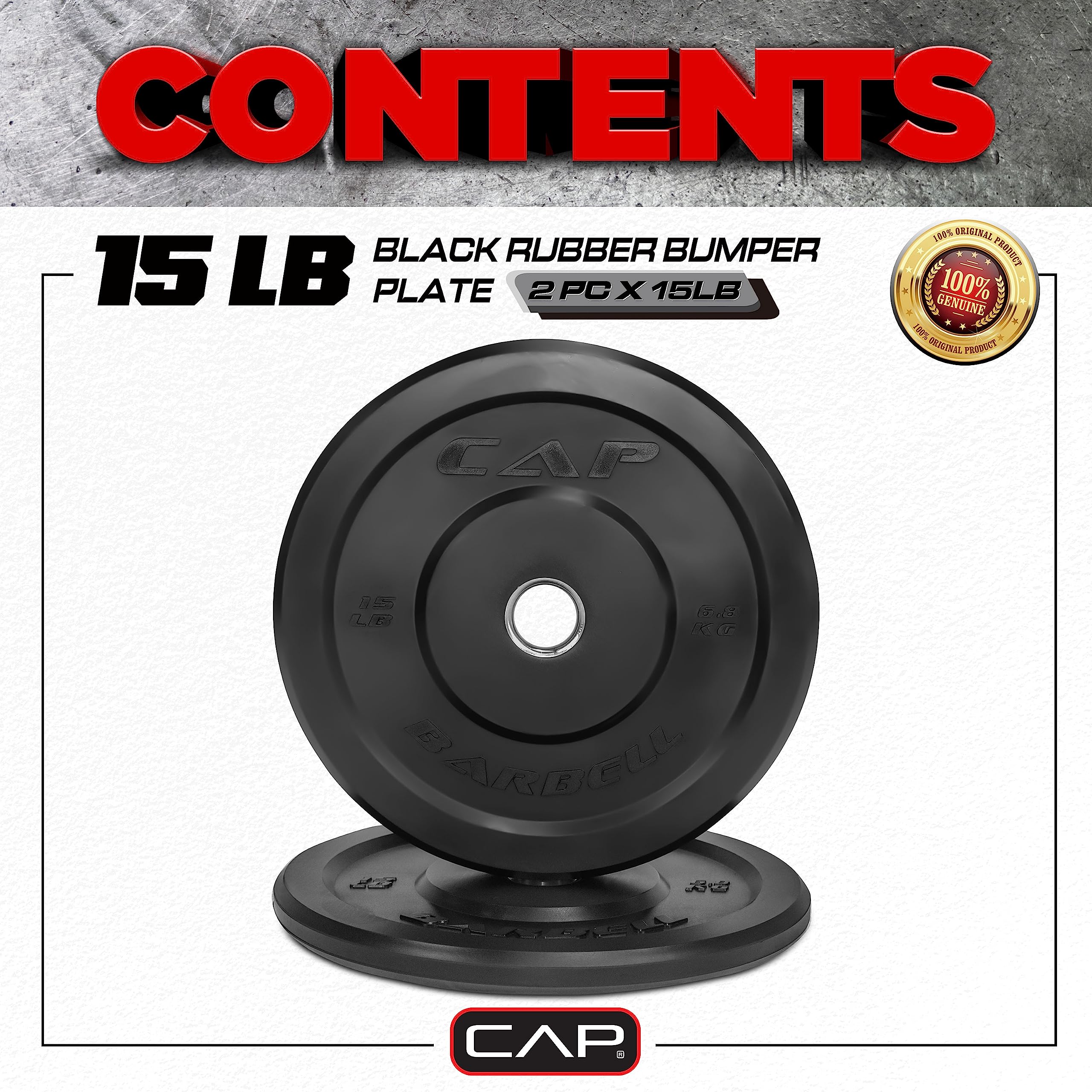 CAP Barbell Premium Bumper Plate Set, Black