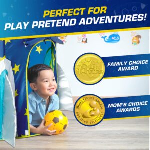 USA Toyz Rocket Ship Pop Up Kids Tent - Spaceship Rocket Indoor Playhouse Tent for Boys and Girls with Included Space Projector Toy and Kids Tent Storage Carry Bag