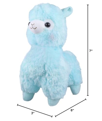 TOLLION Cuddly Soft Blue Alpaca Llama Lamb Toy -7" Stuffed Animal Cushion Plush Doll Valentine Gift New Baby Gift Graduate Gift Lovers Anniversary Fiesta Gift for Girlfriend Children and Friends