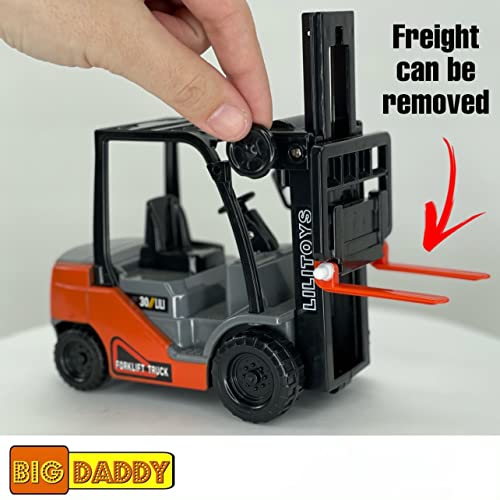 Big Daddy Realistic Forklift Toy for Kids - Interactive Logistics Playset with Adjustable Mast, Forks, and Parcels