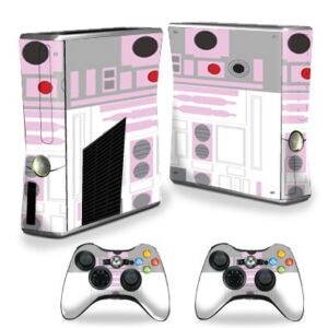 mightyskins skin compatible with x-box 360 xbox 360 s console - pink cyber bot | protective, durable, and unique vinyl decal wrap cover | easy to apply, remove, and change styles | made in the usa