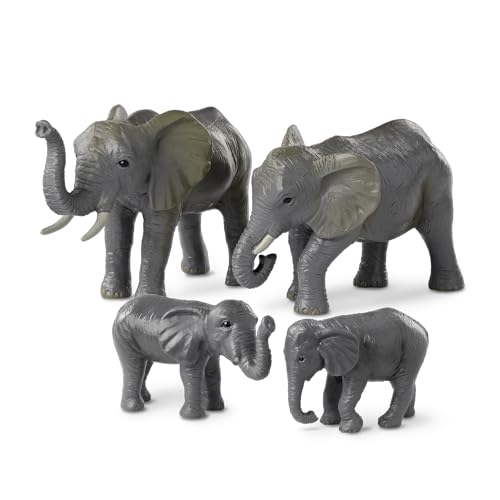 Terra by Battat – 4 Pcs African Elephant Toys Family Set – Realistic Plastic Safari Animals Figures – Animal Toys for Kids 3+ – Elephant Gifts & Baby Shower Decorations