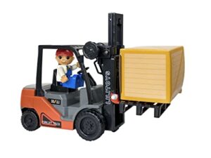 big daddy realistic forklift toy for kids - interactive logistics playset with adjustable mast, forks, and parcels