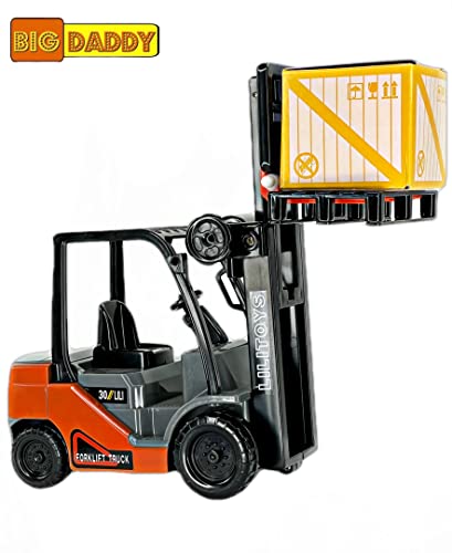 Big Daddy Realistic Forklift Toy for Kids - Interactive Logistics Playset with Adjustable Mast, Forks, and Parcels