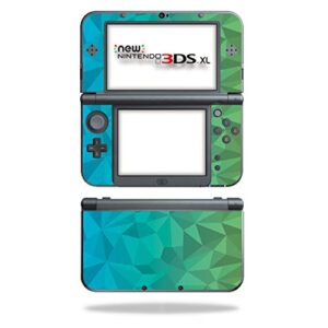 mightyskins skin compatible with nintendo 3ds xl (2015) - blue green polygon | protective, durable, and unique vinyl decal wrap cover | easy to apply, remove, and change styles | made in the usa