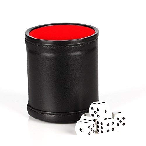 Magic Vosom Felt Lined Professional Dice Cup with 5 Dice Quiet for Yahtzee Game